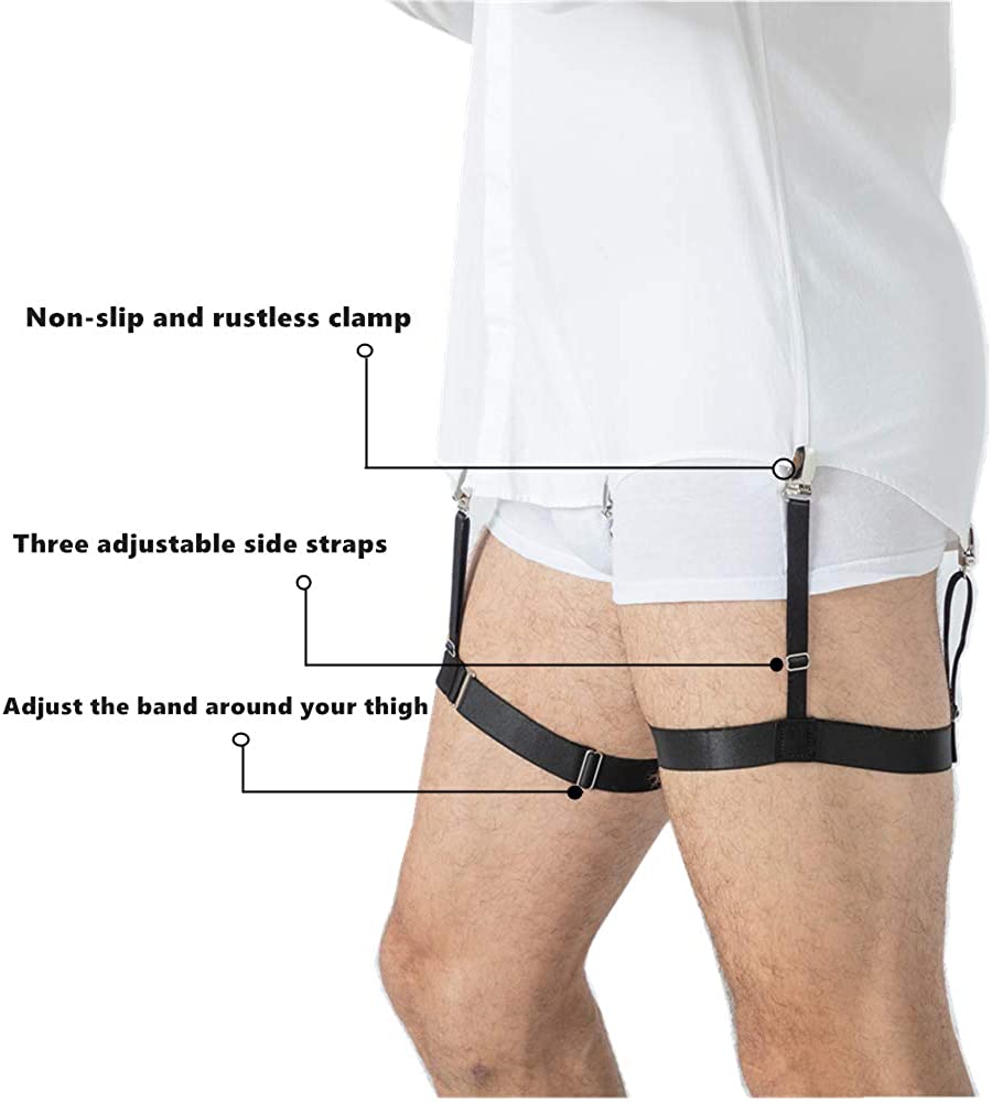 Men's Shirt Stays for Shirt Tucking, Shirt Garters, shirt holder Black ...